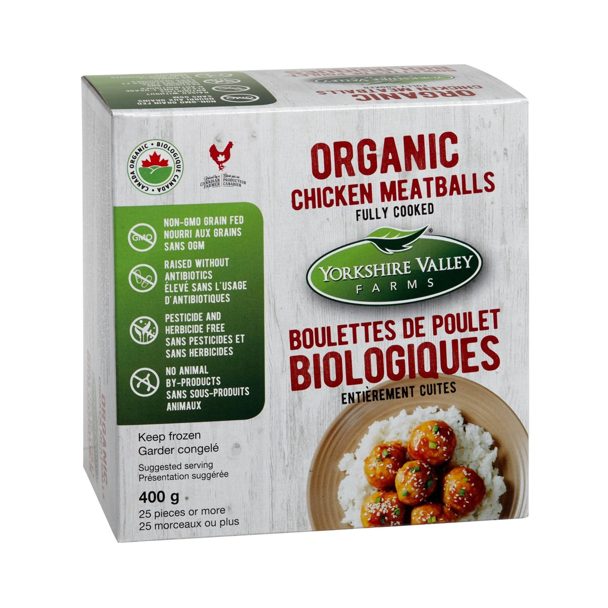 Organic Chicken Meatballs, Fully Cooked, Box 400g – Yorkshire Valley Farms